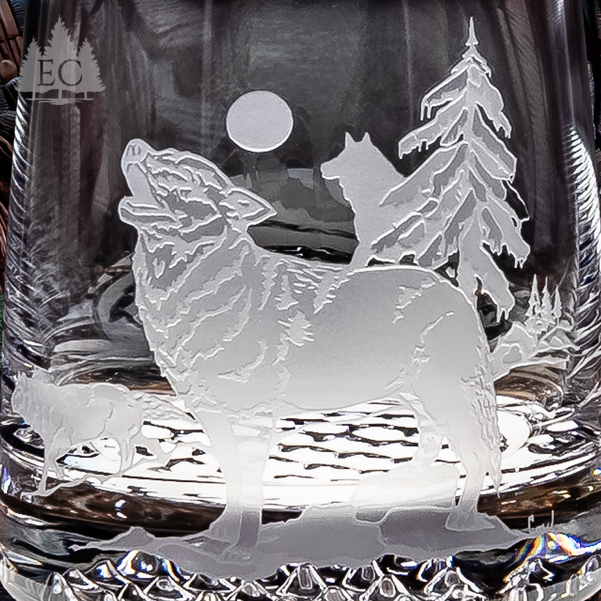 Wolf Scene Crystal Rocks Glasses (Set of 4) - Wonders of Wildlife ...