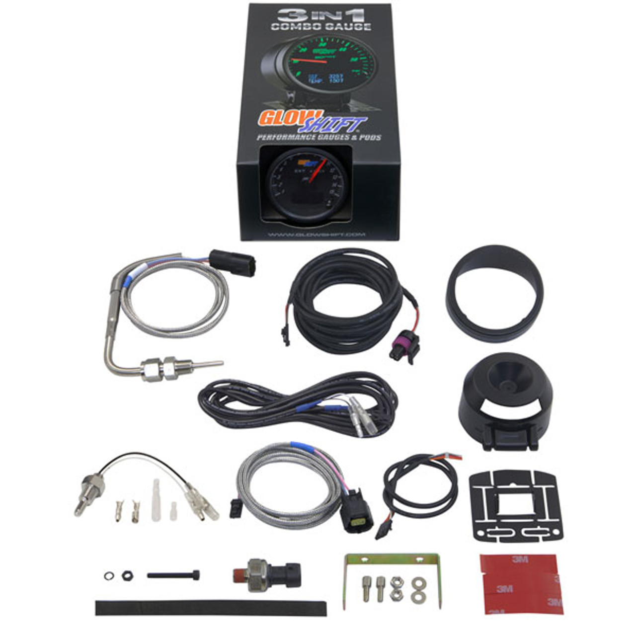 Glowshift 3in1 Black Analog EGT w/ Digital Boost & Temperature Gauge