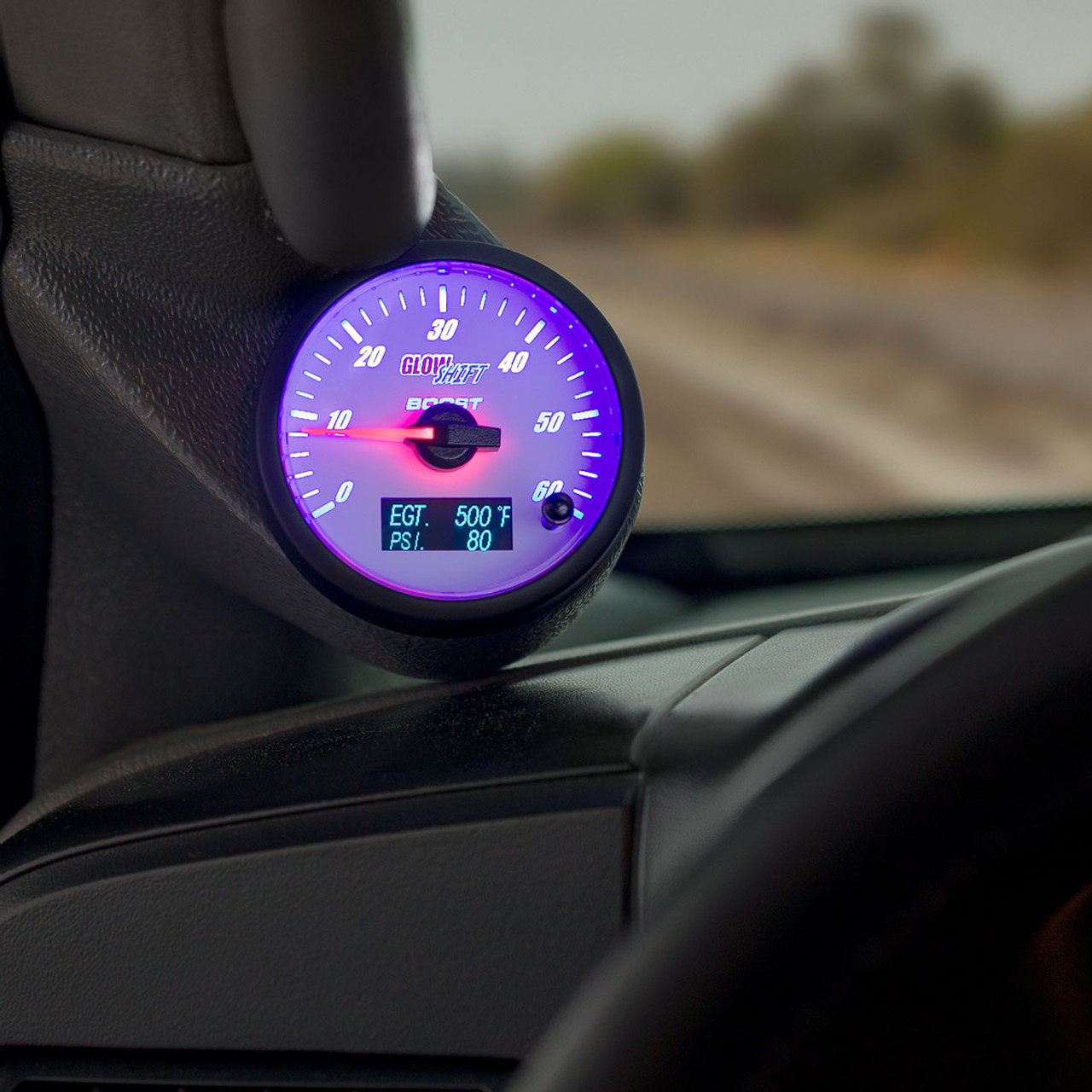 Glowshift 3in1 White Analog 60 PSI Boost w/ Digital EGT & Pressure Gauge