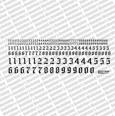 NUM006 Gothic Numerals 0 - 9 Waterslide Decals - Ginfritter's Gnomish ...
