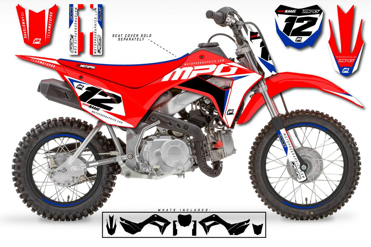 Custom Honda CRF110 Pit Bike WURX RED Series Graphics - MotoPro Graphics