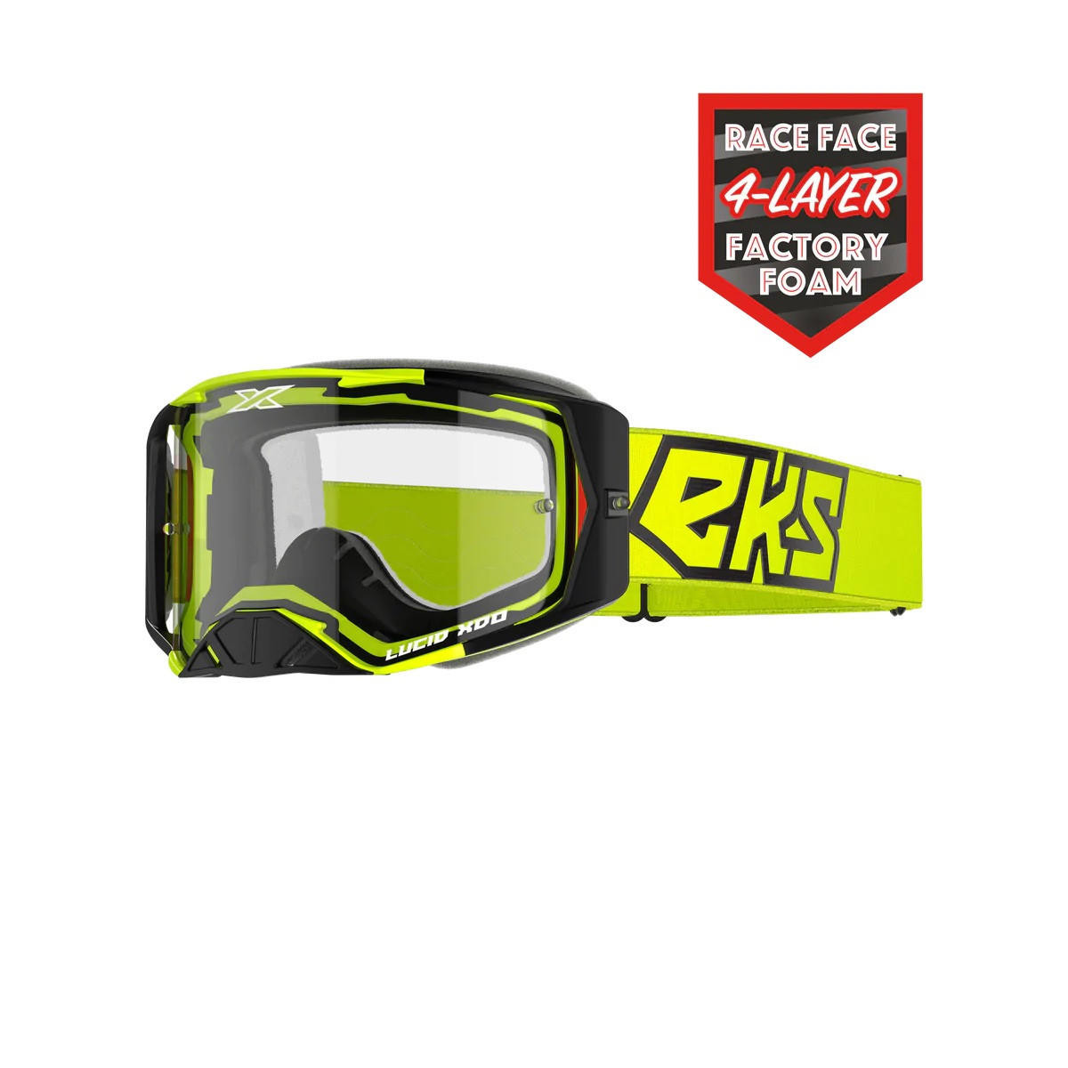 Lucid Race Face Goggle Flo Yellow - Clear Lens - MotoPro Graphics