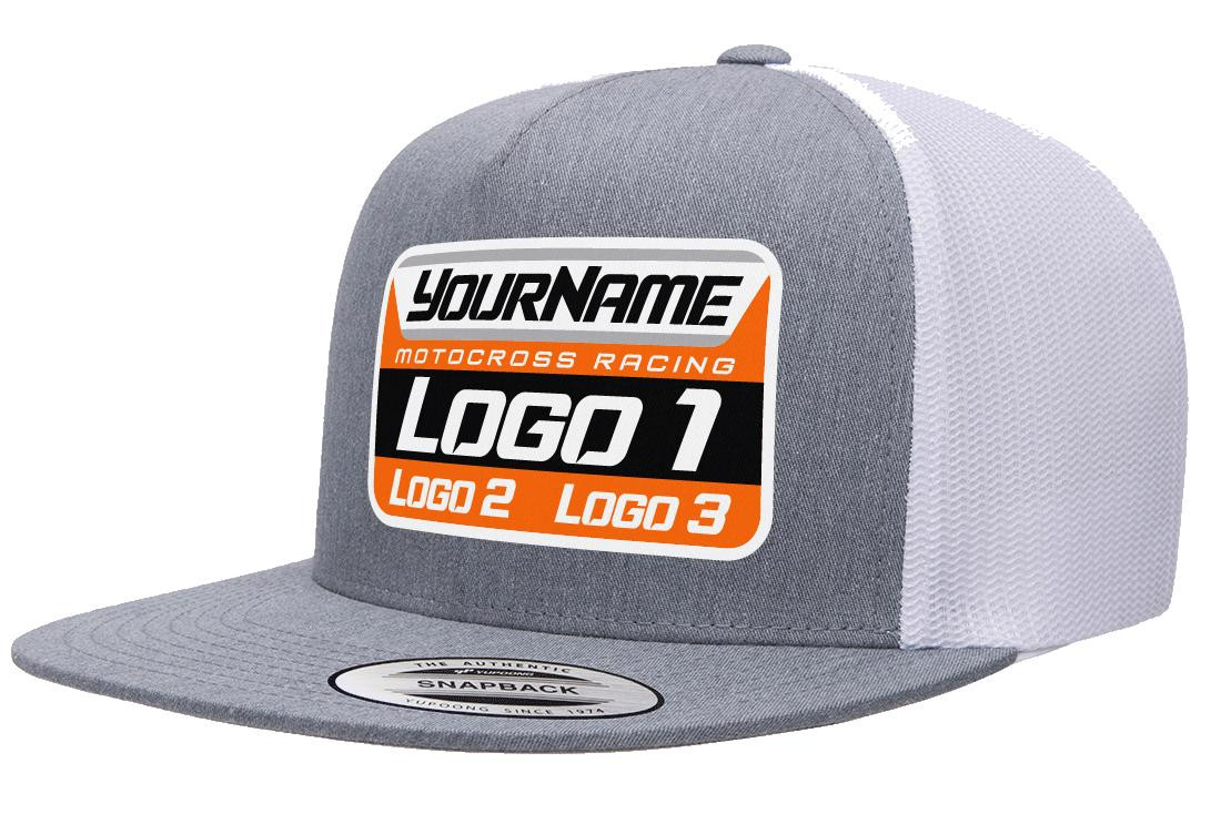 Custom Motocross Trucker Mesh Snapback Heather Grey/White | Motopro ...
