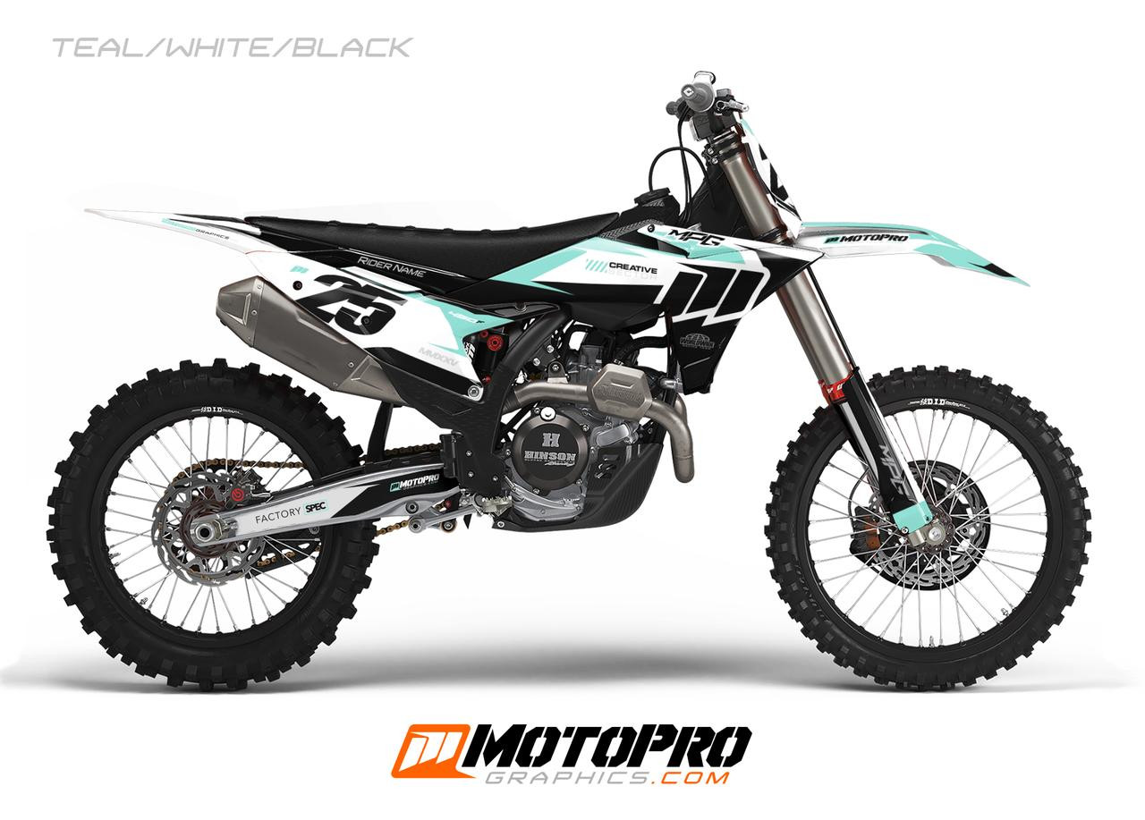 custom KTM Graphics Ace Series Teal, White, Black | Motopro Graphics