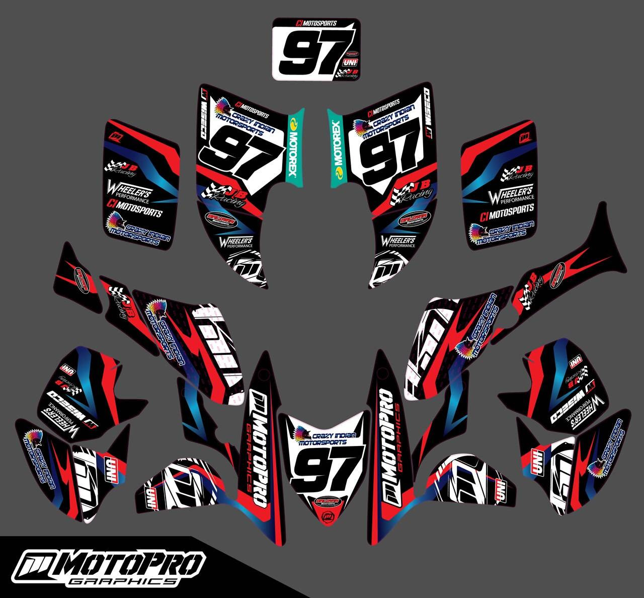 Custom Honda TRX 450R Full Graphics Set - Ribbon Series - MotoPro Graphics