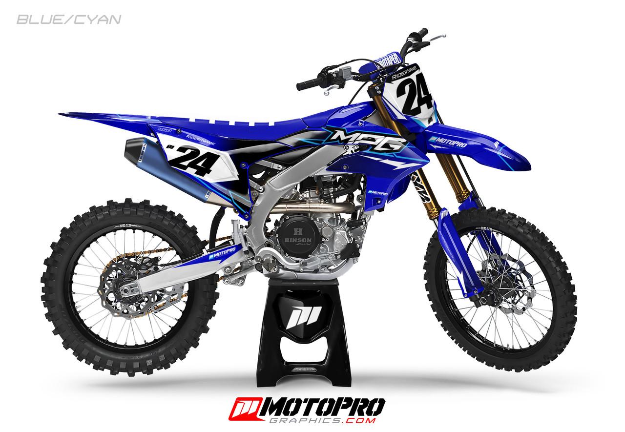 Custom Yamaha Dirt Bike Werx Graphics Blue & Cyan| Motopro Graphics