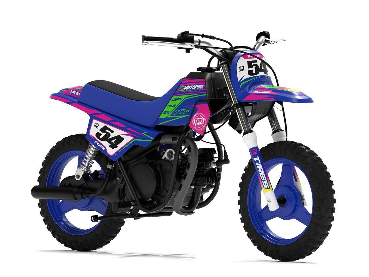 Yamaha PW50 Factory Pink/Green Series Graphics kit | Motopro Graphics