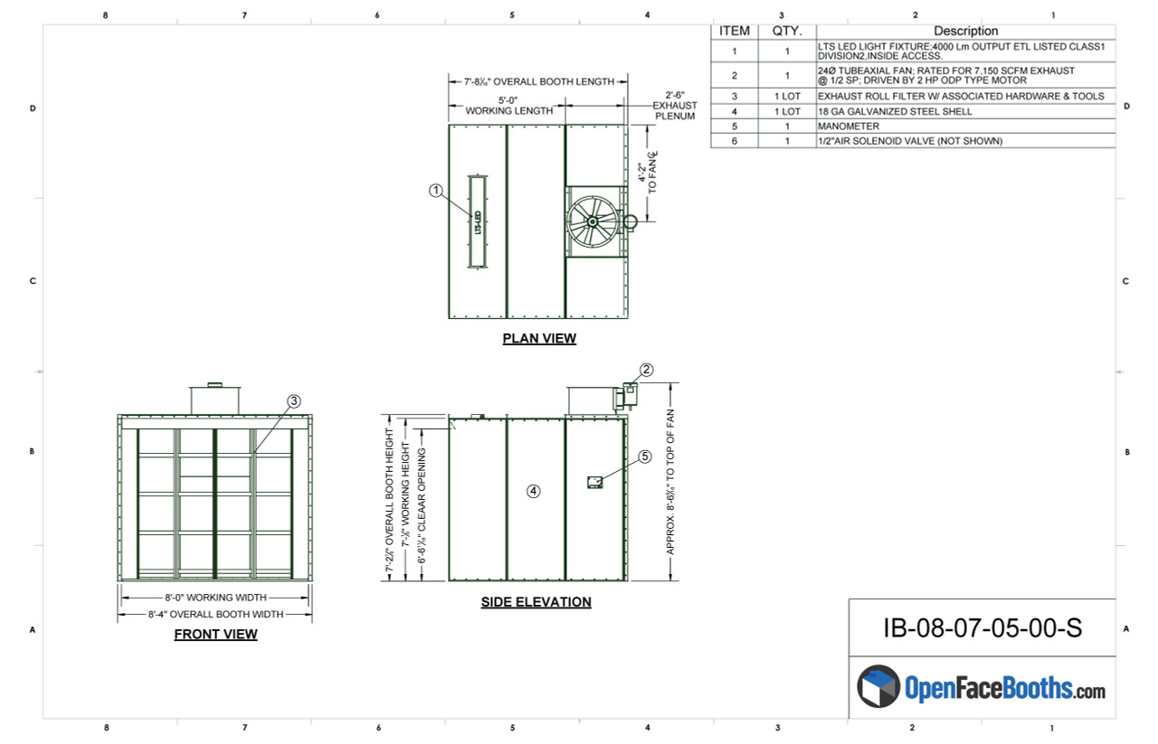 8'W x 7'H x 5'W Industrial Open Face Booth - Open Face Booths