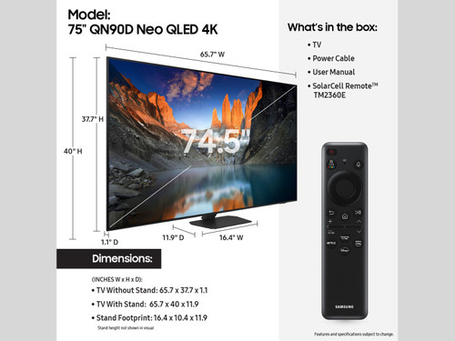 Shop | SAMSUNG QN75QN90D 75 Inch Neo 4K UHD QLED Smart TV ...