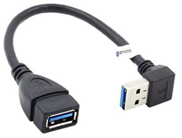 USB Right Angle 90 degree Extension Cable 3.0 Male to Female Adapter ...