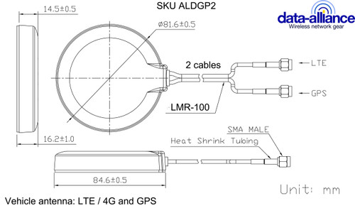 Antenna 4G LTE GPS Combo Dual Band 698-960/1710-2700MHz Puck 2.5dBi w ...