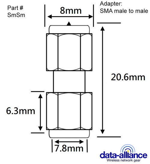 SMA-male to SMA-male Adapter: Straight & Right-Angle versions