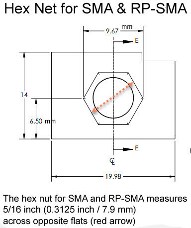 Wrench for SMA and RP-SMA connectors: Fits Nut & 5/16" Hex