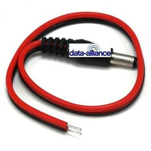 DC barrel plug with 1-foot lead-wire: Dimensions: 5.5mm x 2.1mm