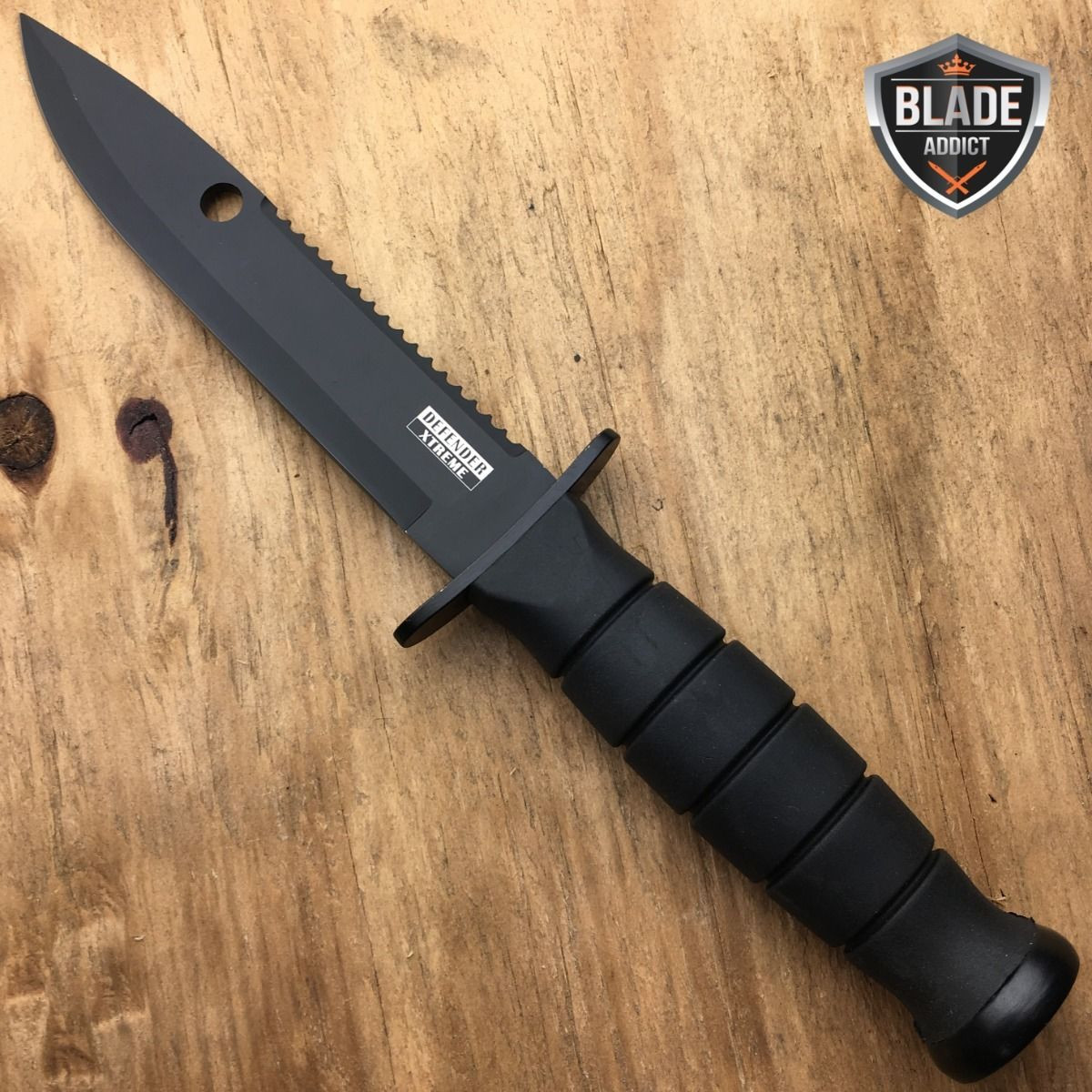 12" Tactical Hunting FOLDING Fixed Blade Camping Knife Bowie w/ Leather ...