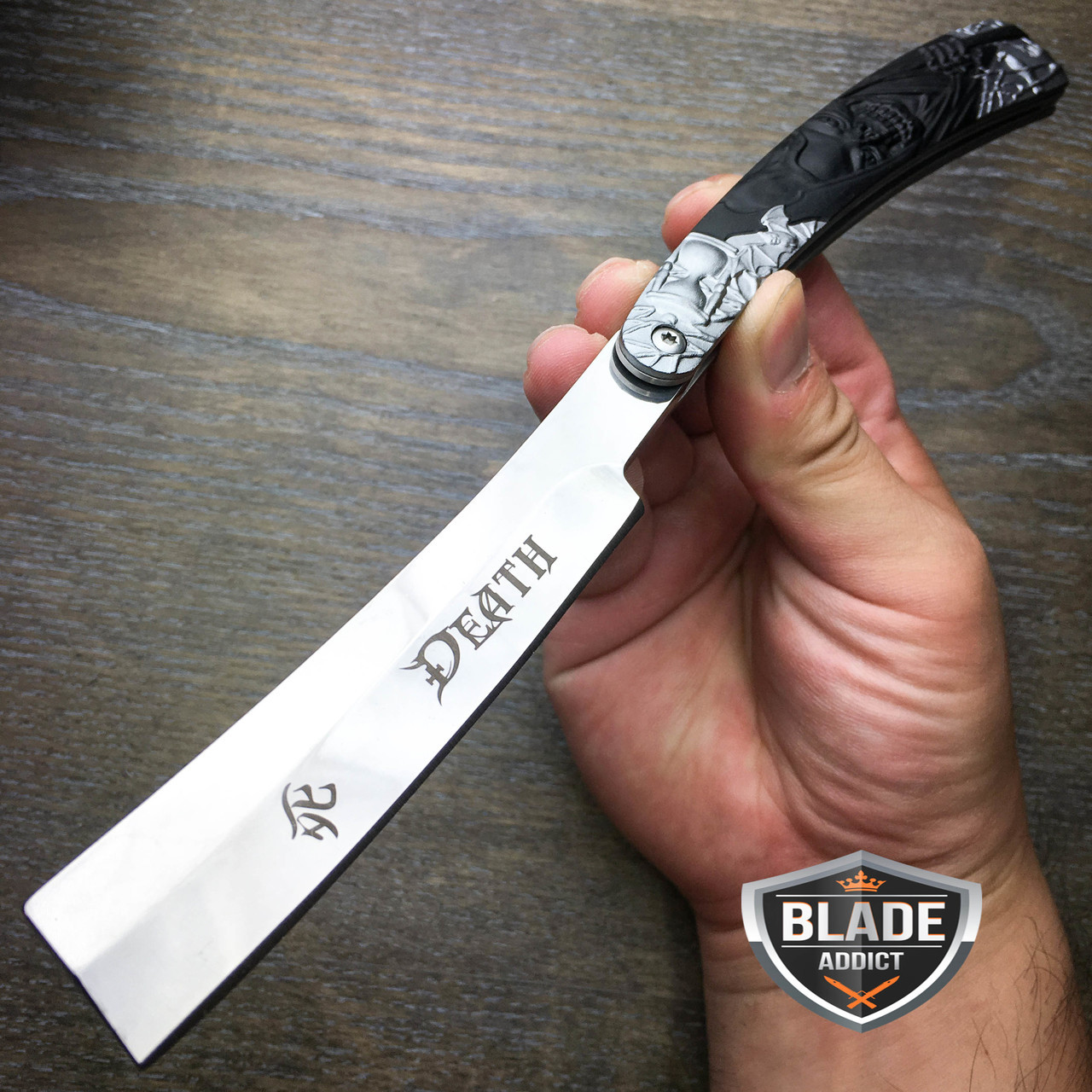 The Barber Balisong Butterfly Knife Straight Razor - MEGAKNIFE