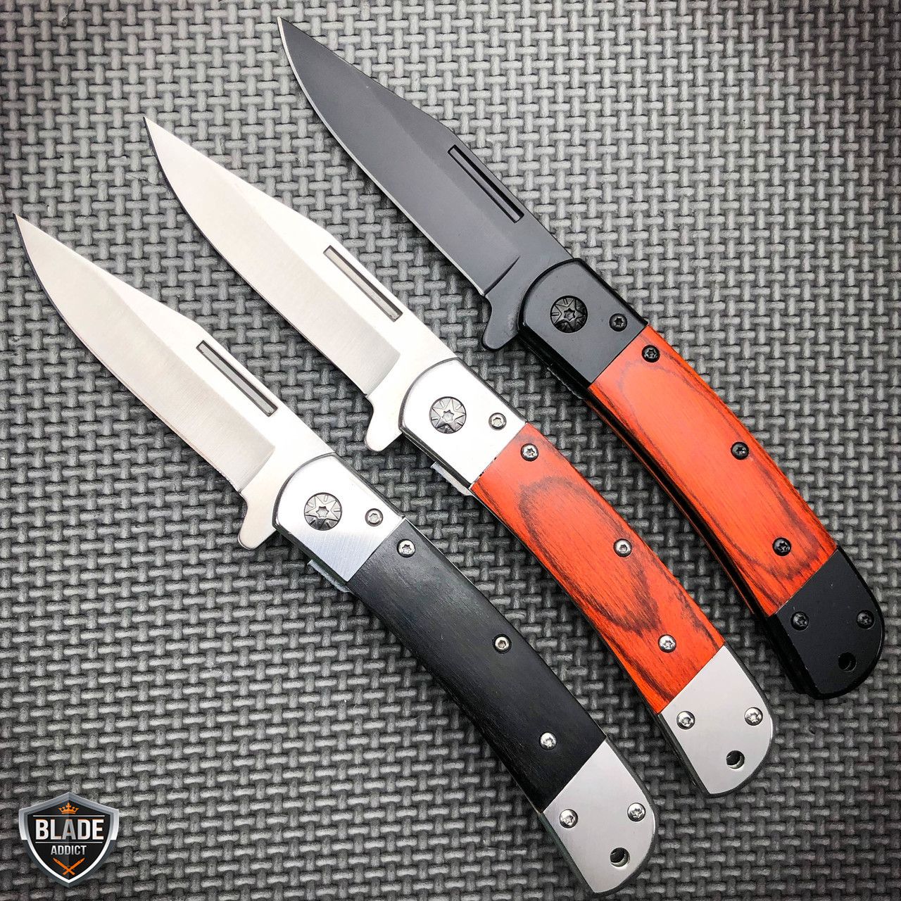 8" Classic Gentleman's Wood Handle Spring Assisted Folding Open Pocket ...