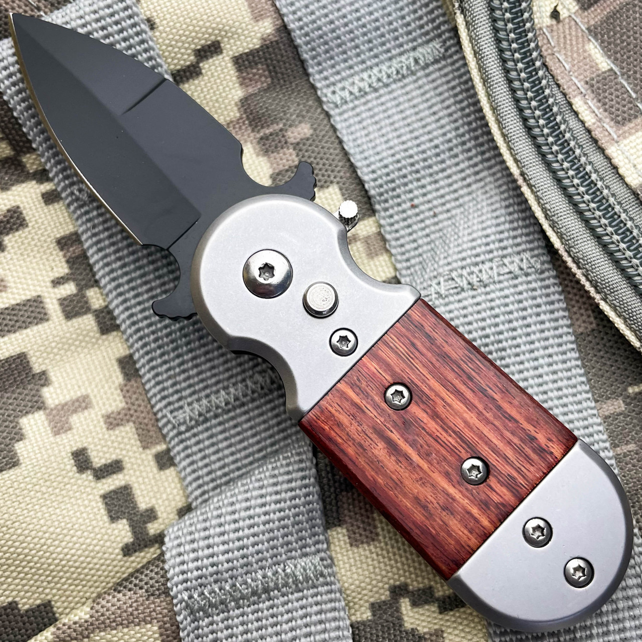 Everyday Carry Mini Covert Auto Black Pocket Knife - MEGAKNIFE