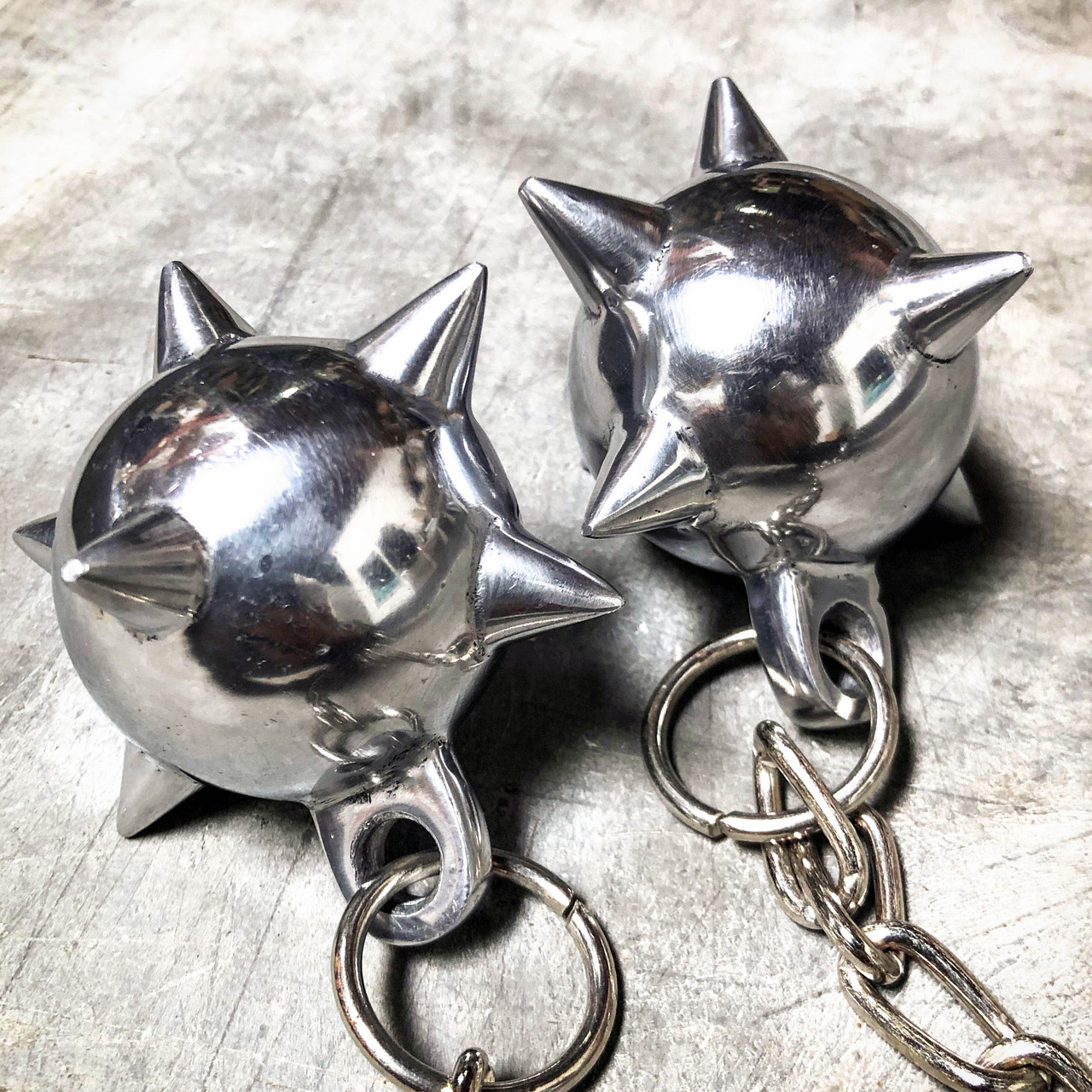 Medieval Spike Two Ball Battle Mace Hard Wood Bat Middle Ages Weapon ...