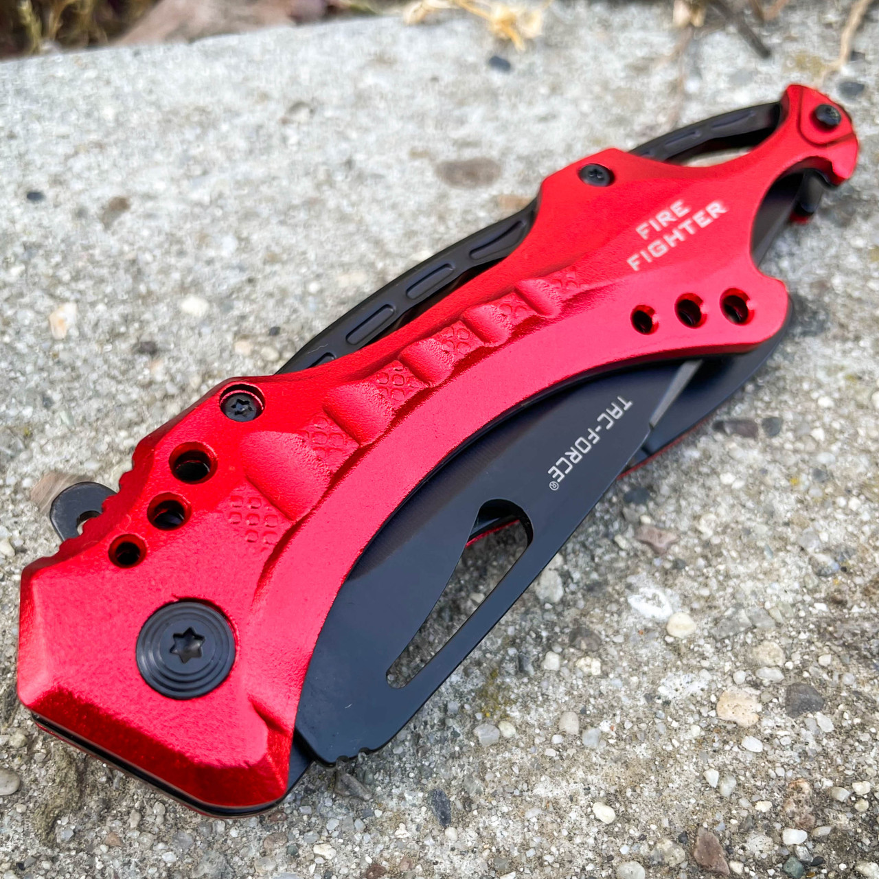 8" TAC FORCE MILITARY RED Fire Fighter SPRING ASSISTED TACTICAL FOLDING ...