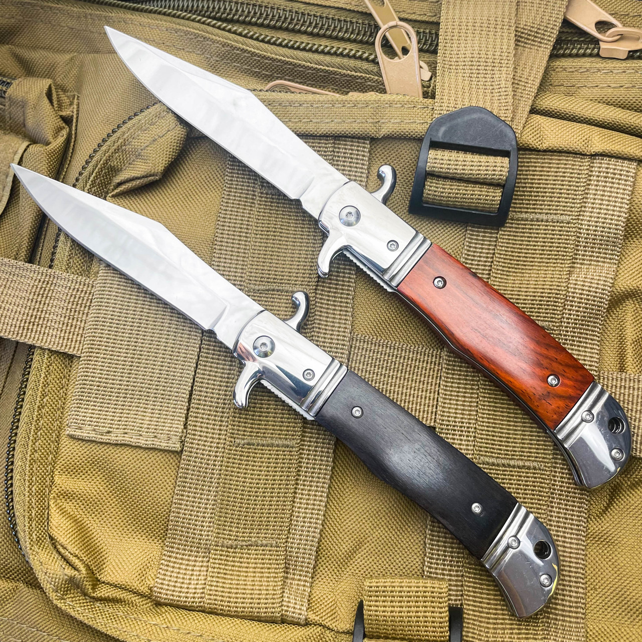 Gentleman's Wood Auto Pocket Knife - MEGAKNIFE