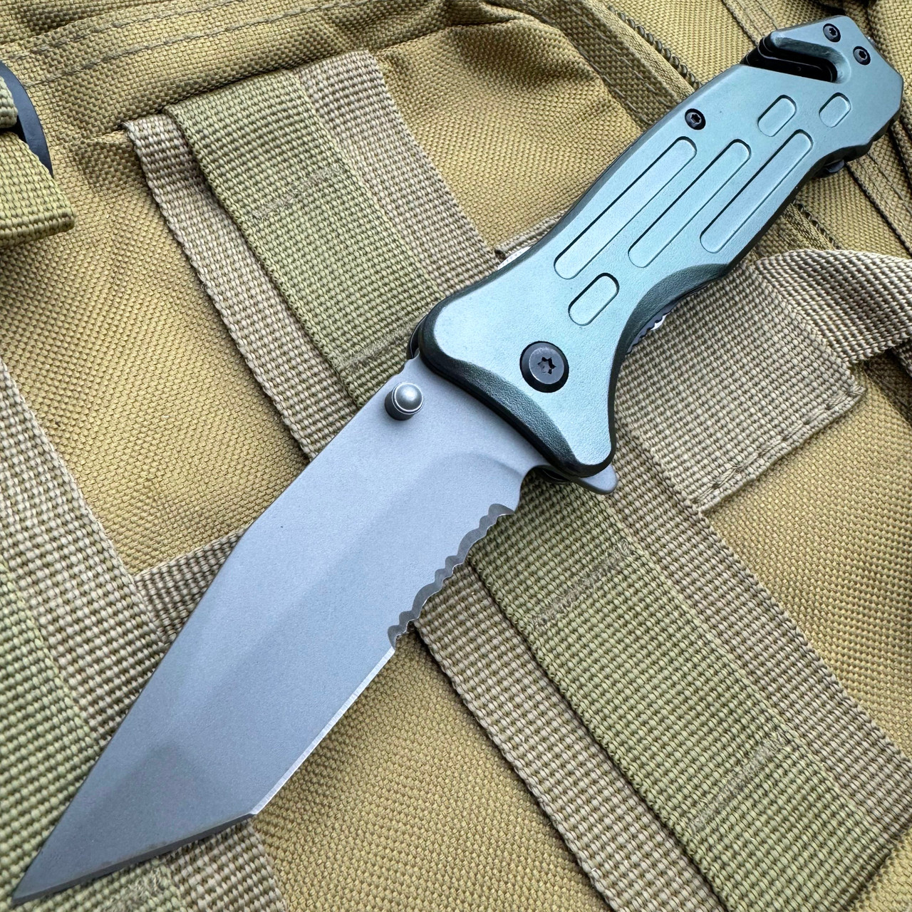 Heavy Duty Survival Tanto Blade Spring Assisted Pocket Knife - MEGAKNIFE