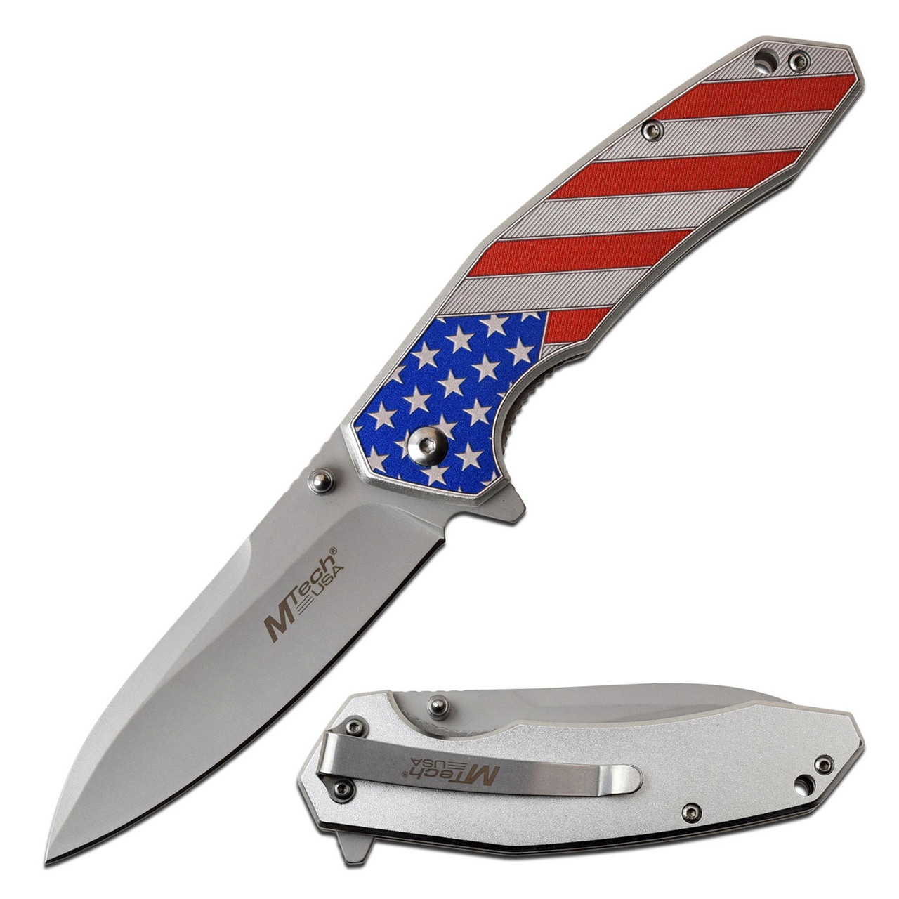 8" USA Flag Pocket Knife - MEGAKNIFE