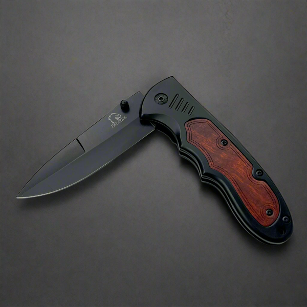 Falcon Everyday Carry Pocket Knife w Wood Handle - MEGAKNIFE