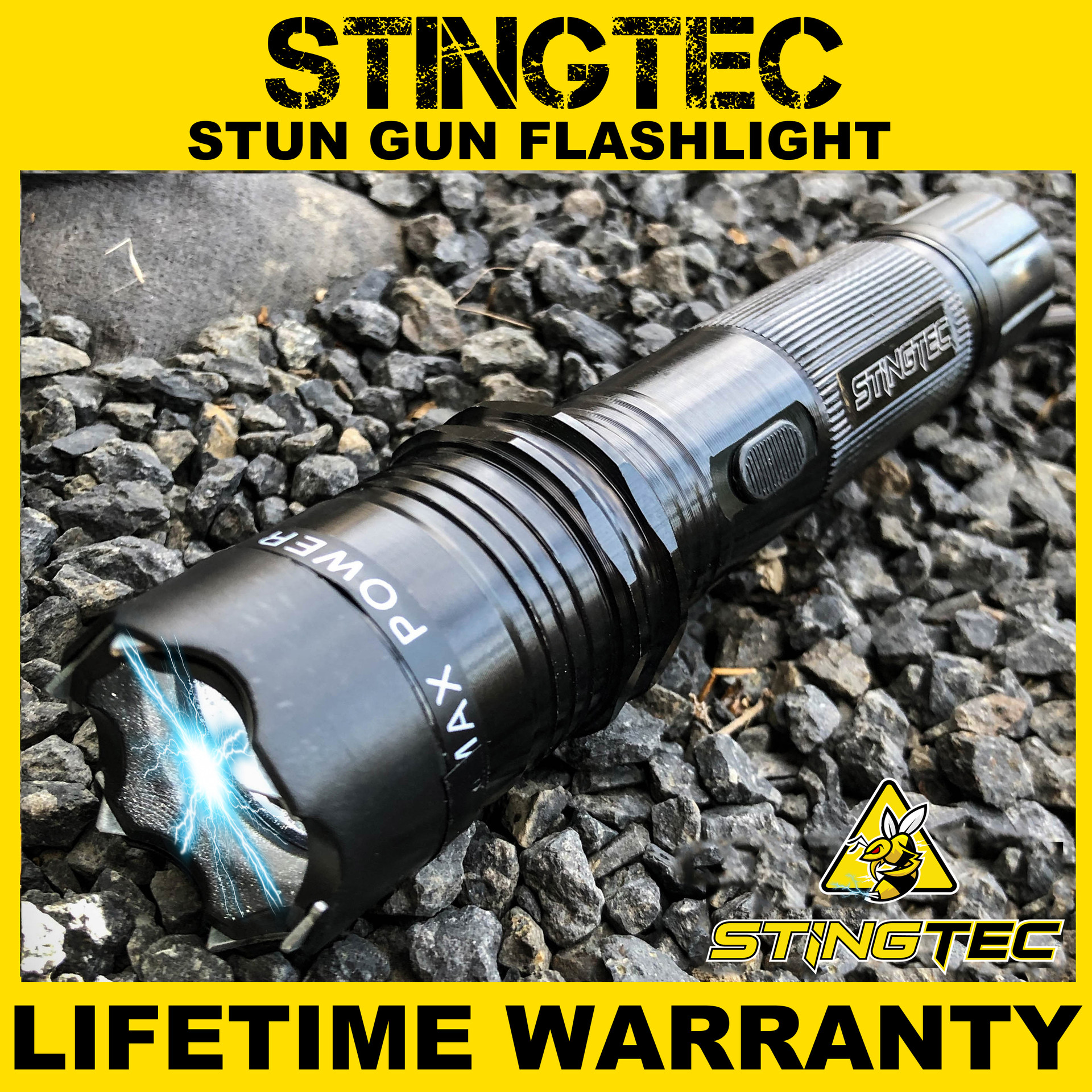 STINGTEC 17" LONG Metal POLICE Stun Gun 350 Million Volt Rechargeable ...