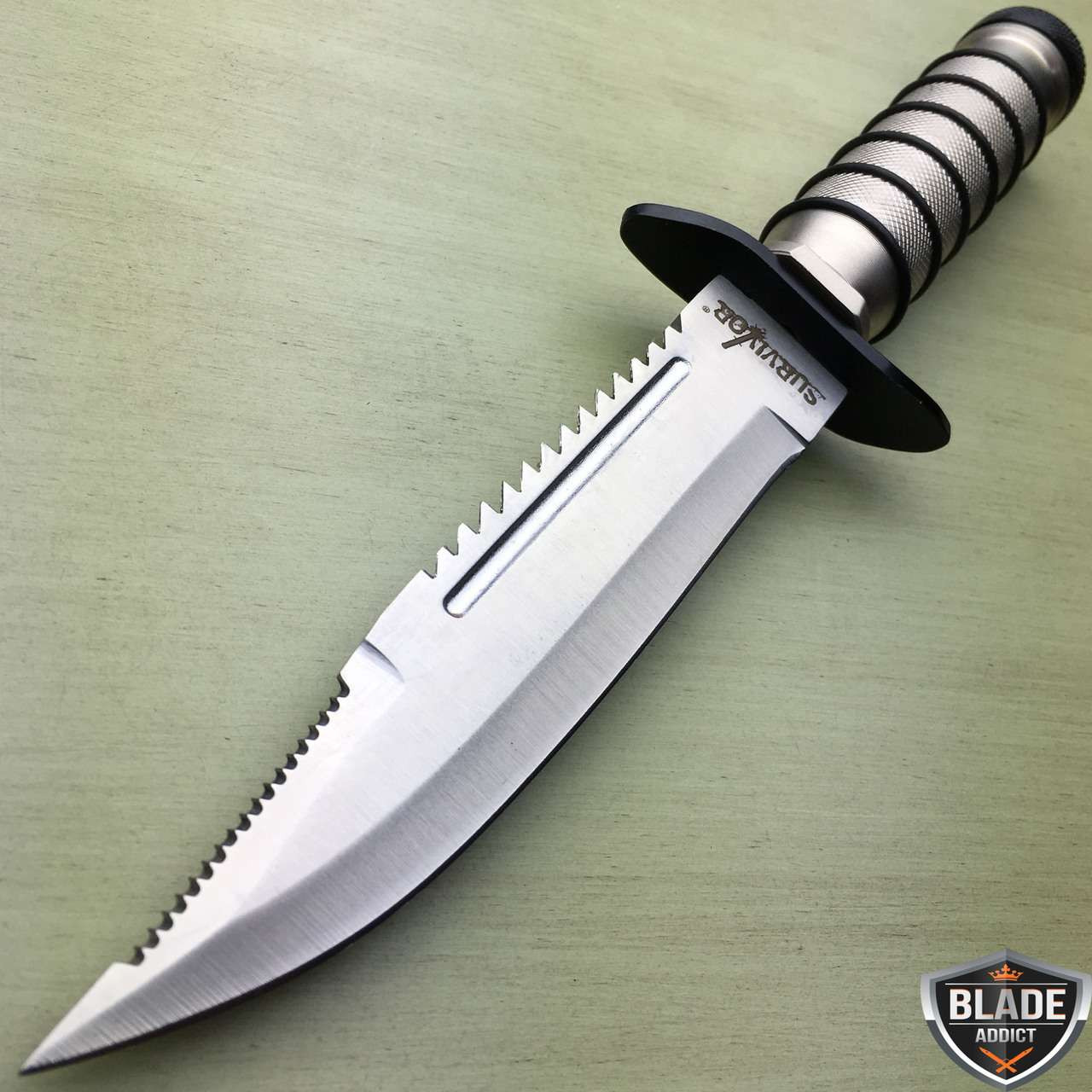 12.5" TACTICAL Hunting FIXED BLADE Army SURVIVAL Knife w Fire Starter ...