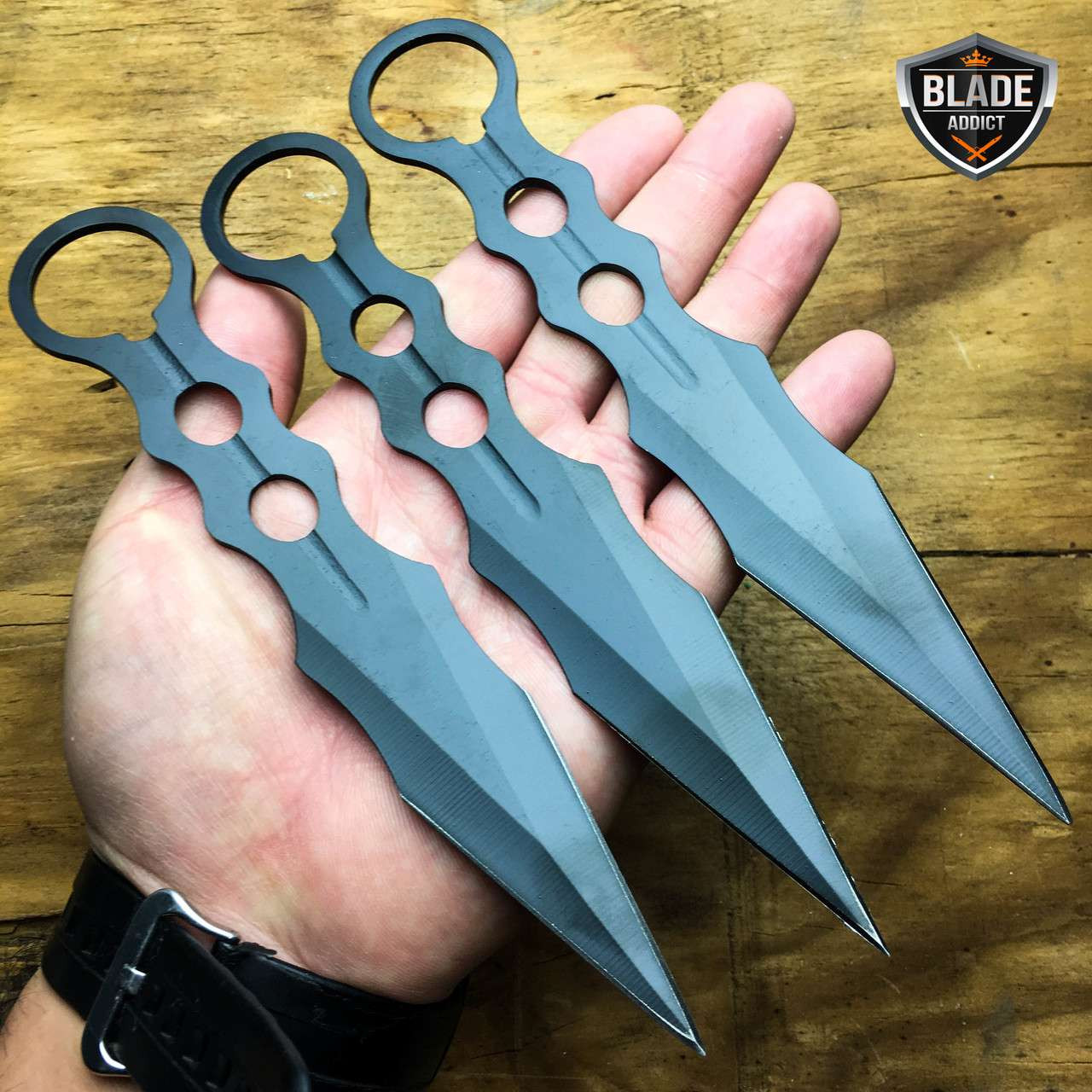 9" Ninja Kunai Karambit Throwing Neck Combat Knife Black Tactical Fixed ...