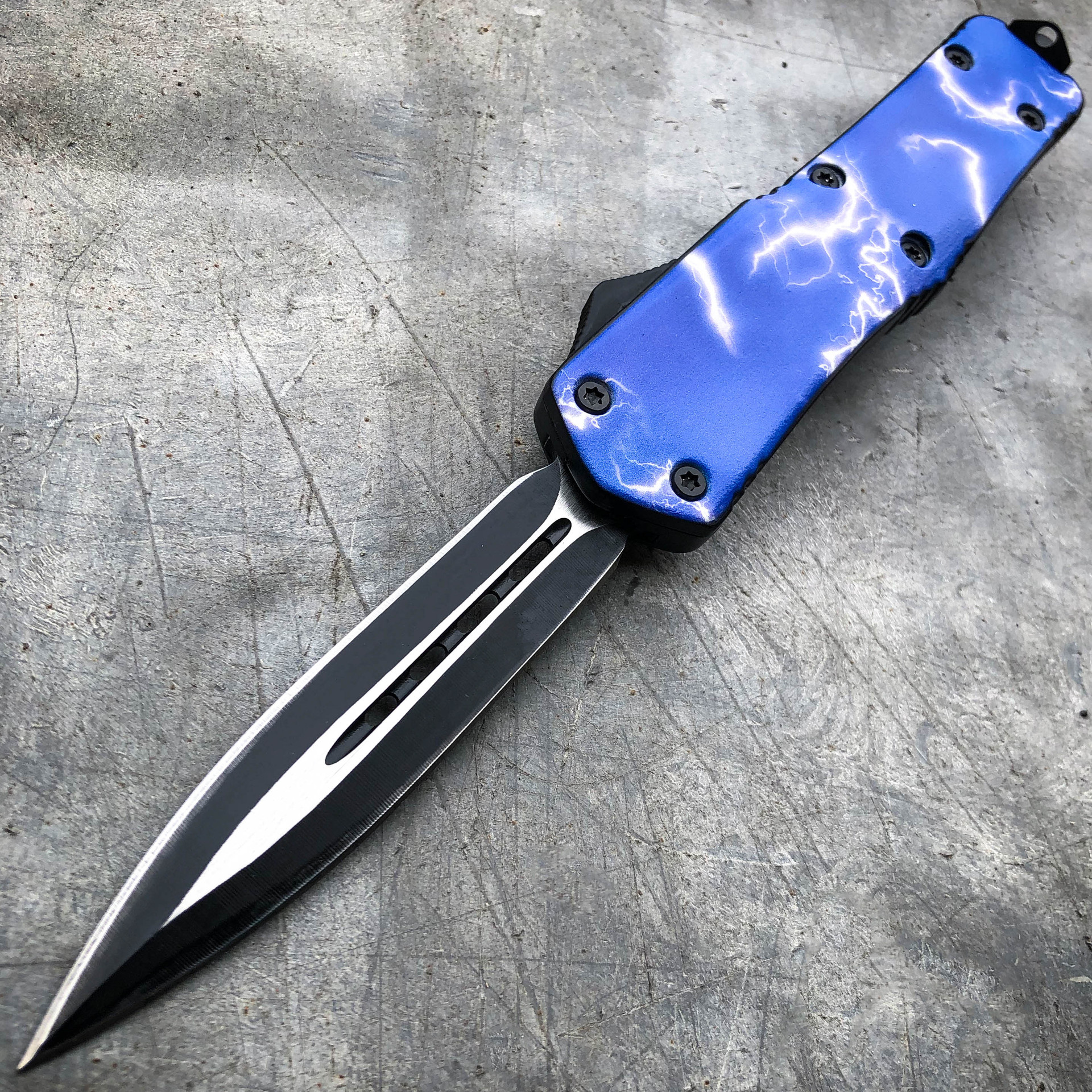 9" Black Tactical Recon OTF Combat Pocket Knife - MEGAKNIFE