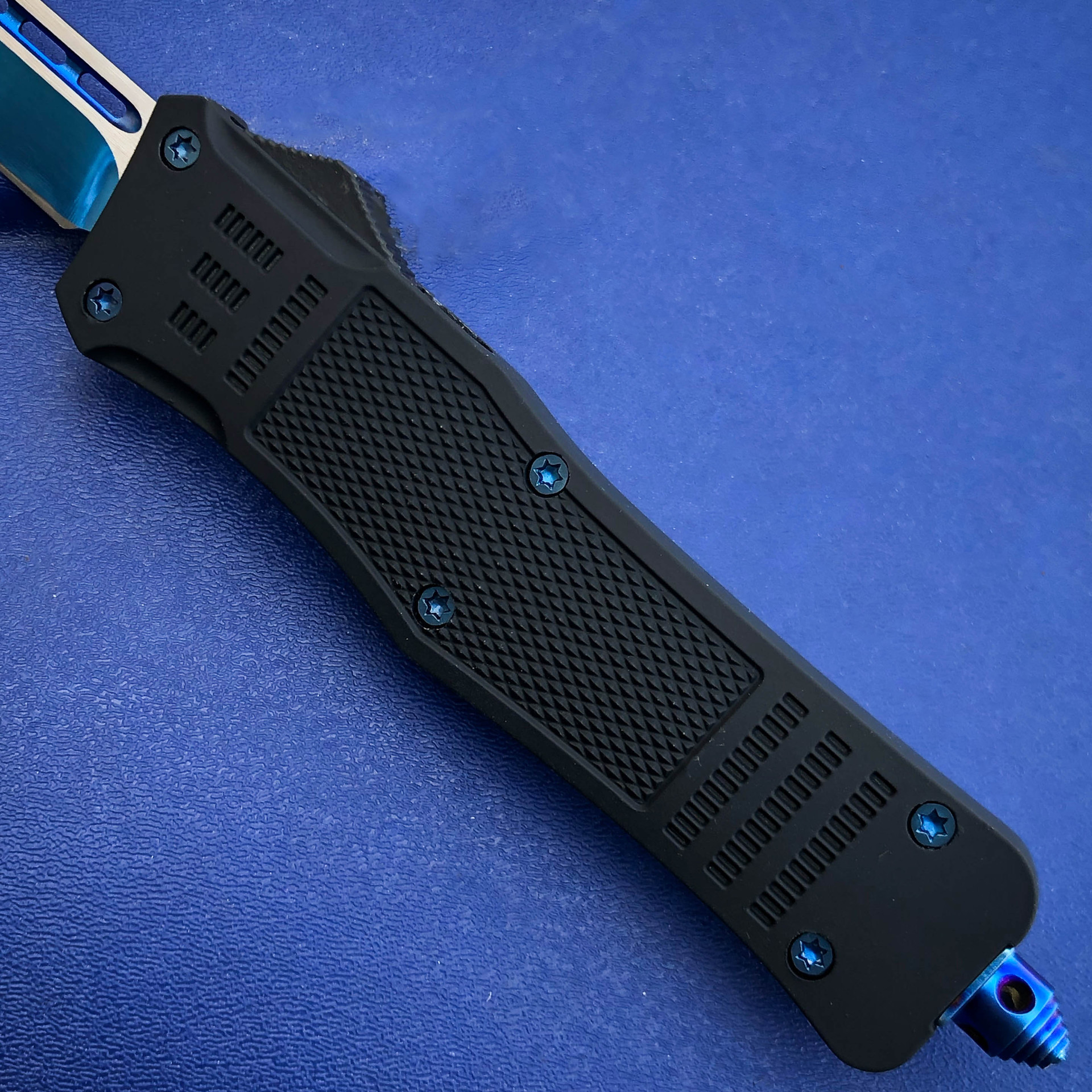 9" Blue STEEL Ghost OTF Tactical Pocket Knife New - MEGAKNIFE