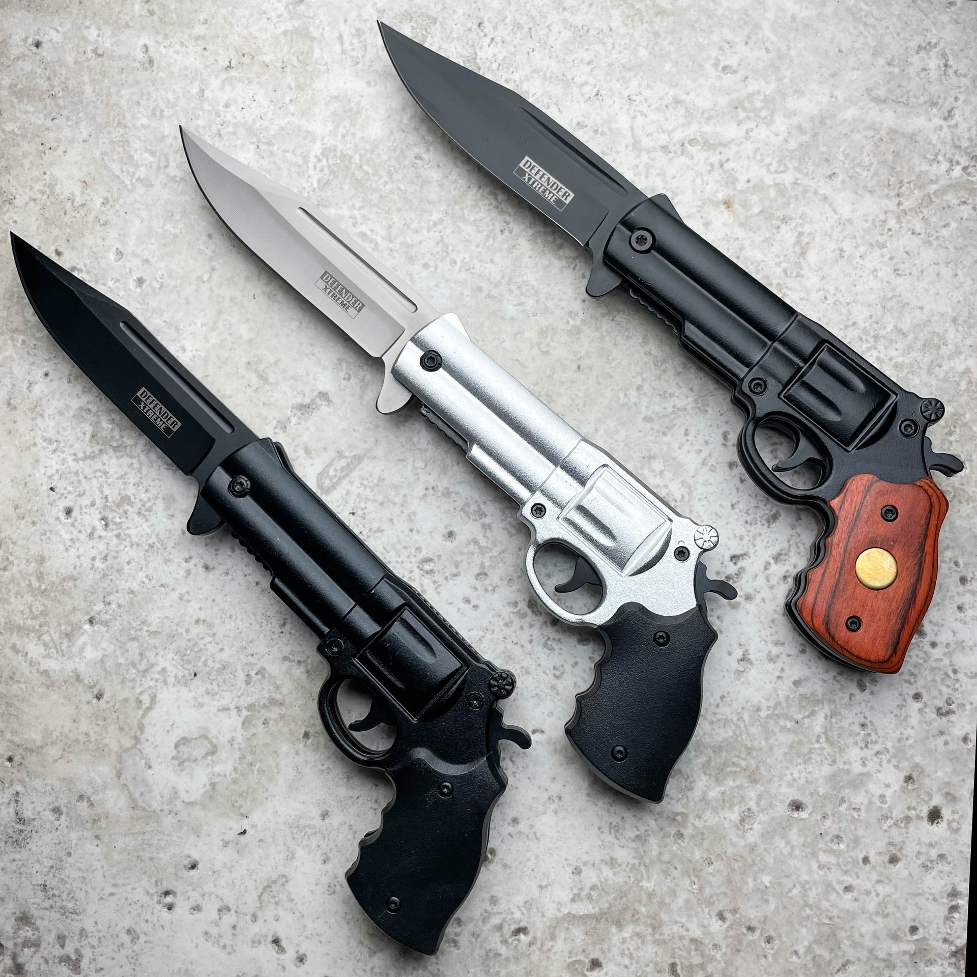 8" Tactical Spring Assisted HAND Gun PISTOL Folding Pocket Knife w ...