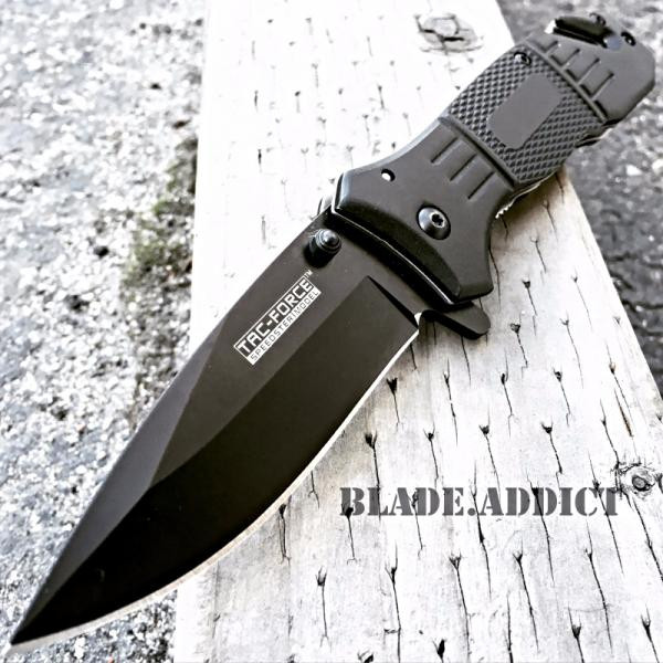 TAC-FORCE Tactical Combat SPRING ASSISTED OPEN Black Folding RESCUE ...
