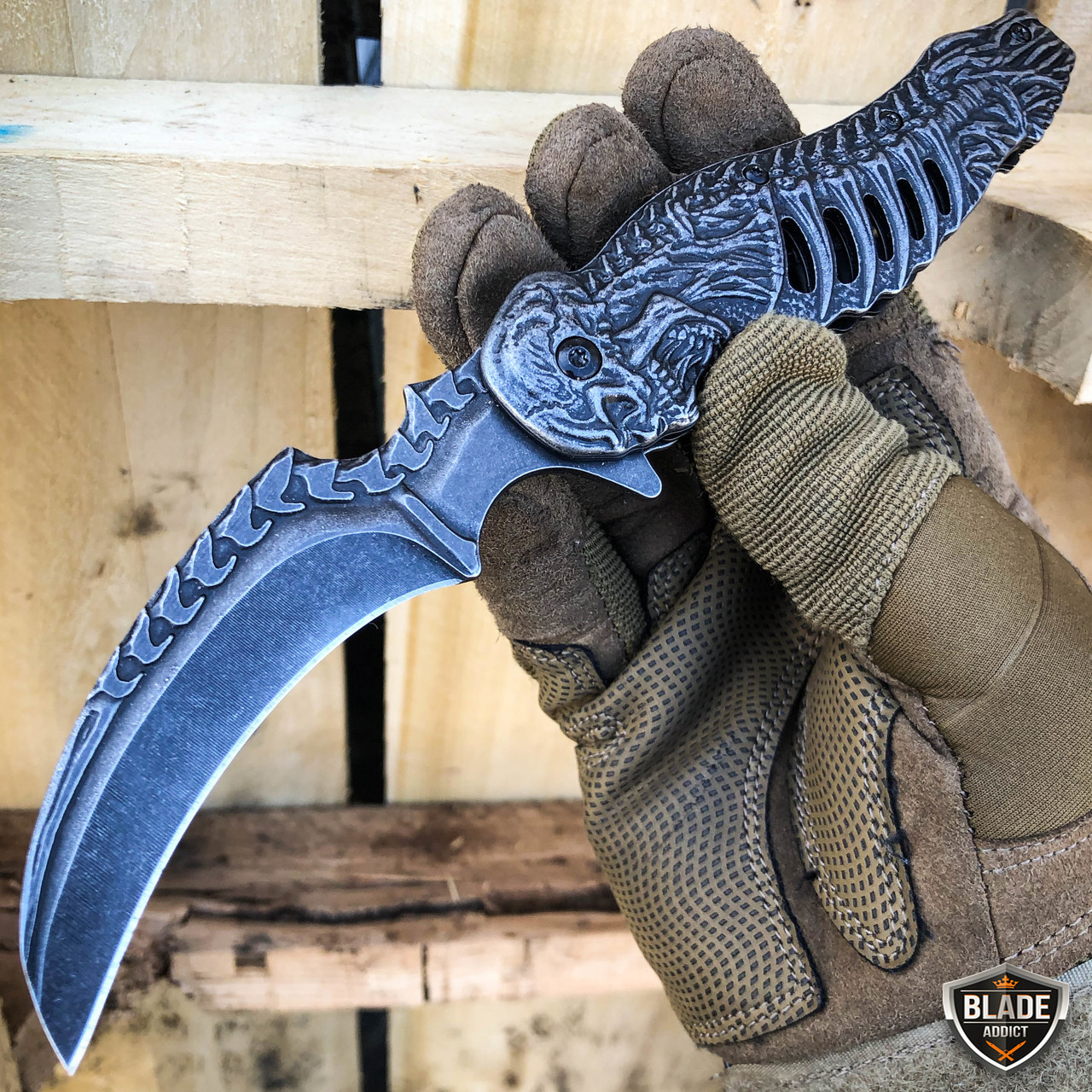 TACTICAL Spring Assisted Open G10 KARAMBIT Claw Folding Pocket Knife ...