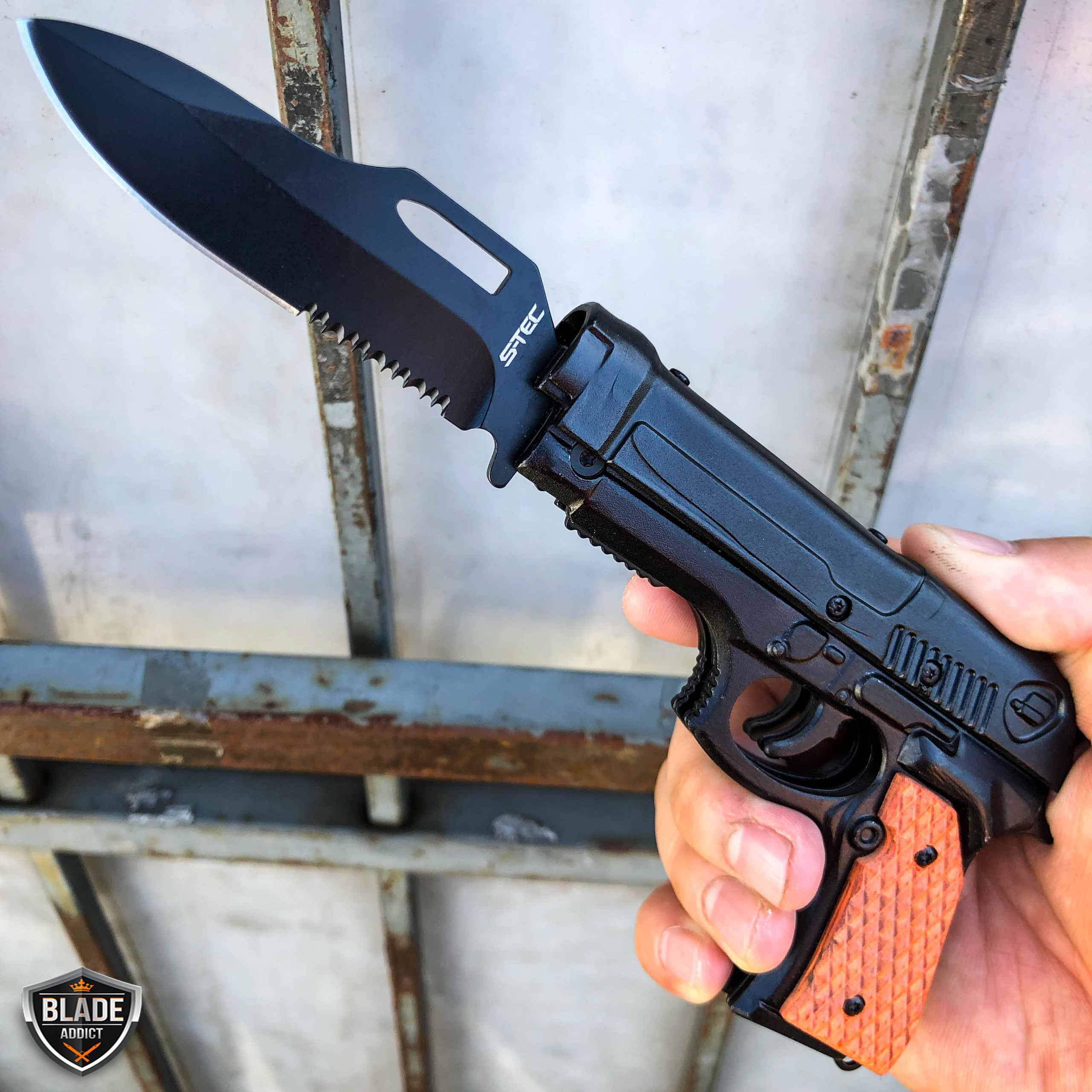 9" Tactical REVOLVER Pistol Replica Gun Spring OPEN Assisted Fold ...