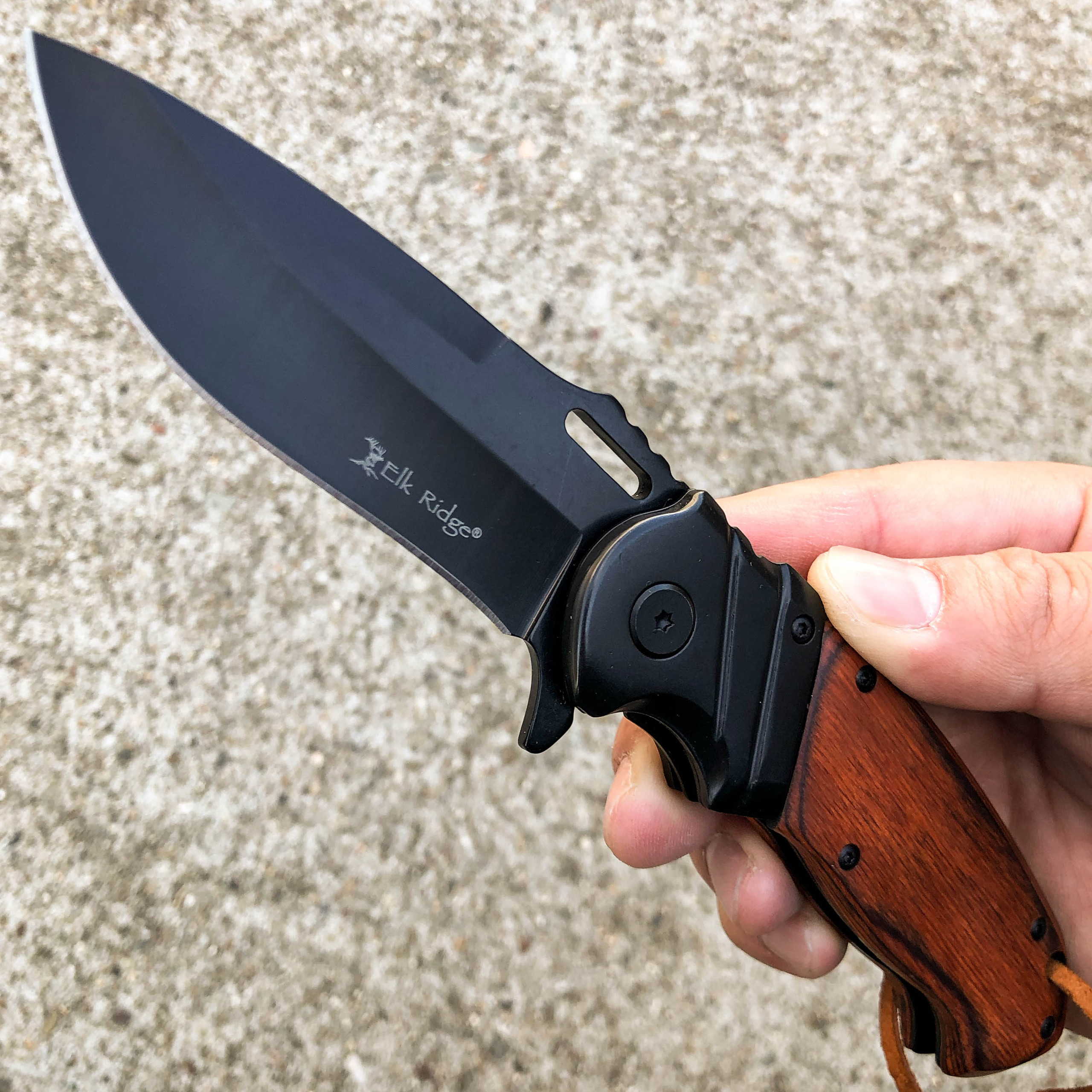 8" Classic Gentleman's Wood Handle Spring Assisted Folding Open Pocket ...