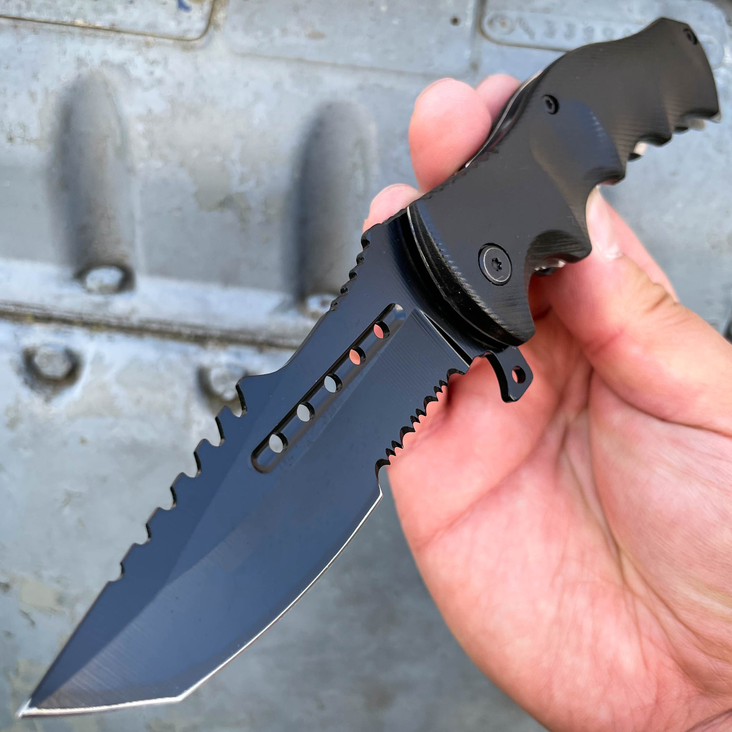 10" HUGE CLEAVER BALL BEARING Assisted Folding Open Pocket Razor Knife ...