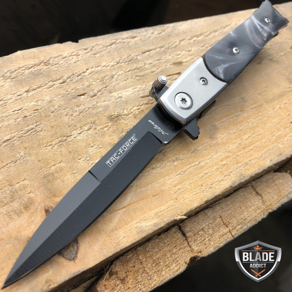 9" TAC FORCE Titanium Milano Stiletto Tactical Spring Assisted Open ...