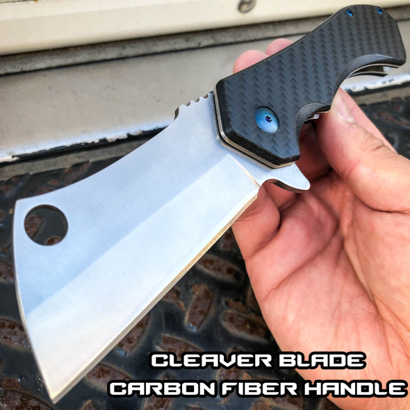 12" CLEAVER Tactical Assisted Open Pocket Folding Knife - MEGAKNIFE