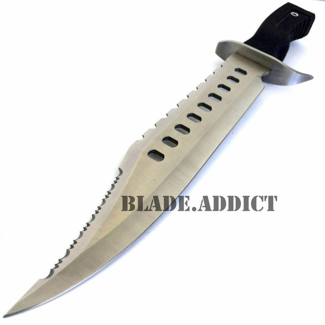 16" TACTICAL HUNTING SURVIVAL RAMBO FIXED BLADE MACHETE KNIFE Camping ...