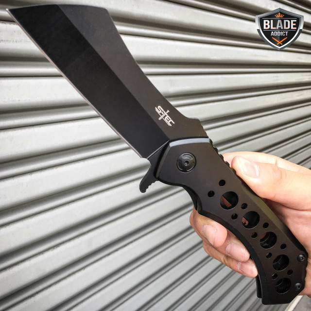 10" HUGE CLEAVER BALL BEARING Assisted Folding Open Pocket Razor Knife ...