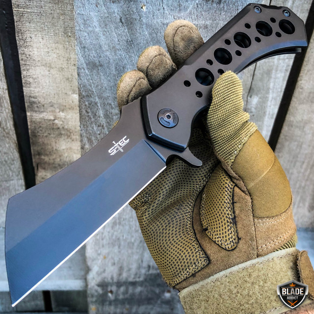 12" CLEAVER Tactical Assisted Open Pocket Folding Knife - MEGAKNIFE