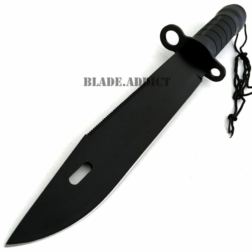15" Tactical Hunting Rambo Fixed Blade Knife Machete Bowie w/ Survival ...