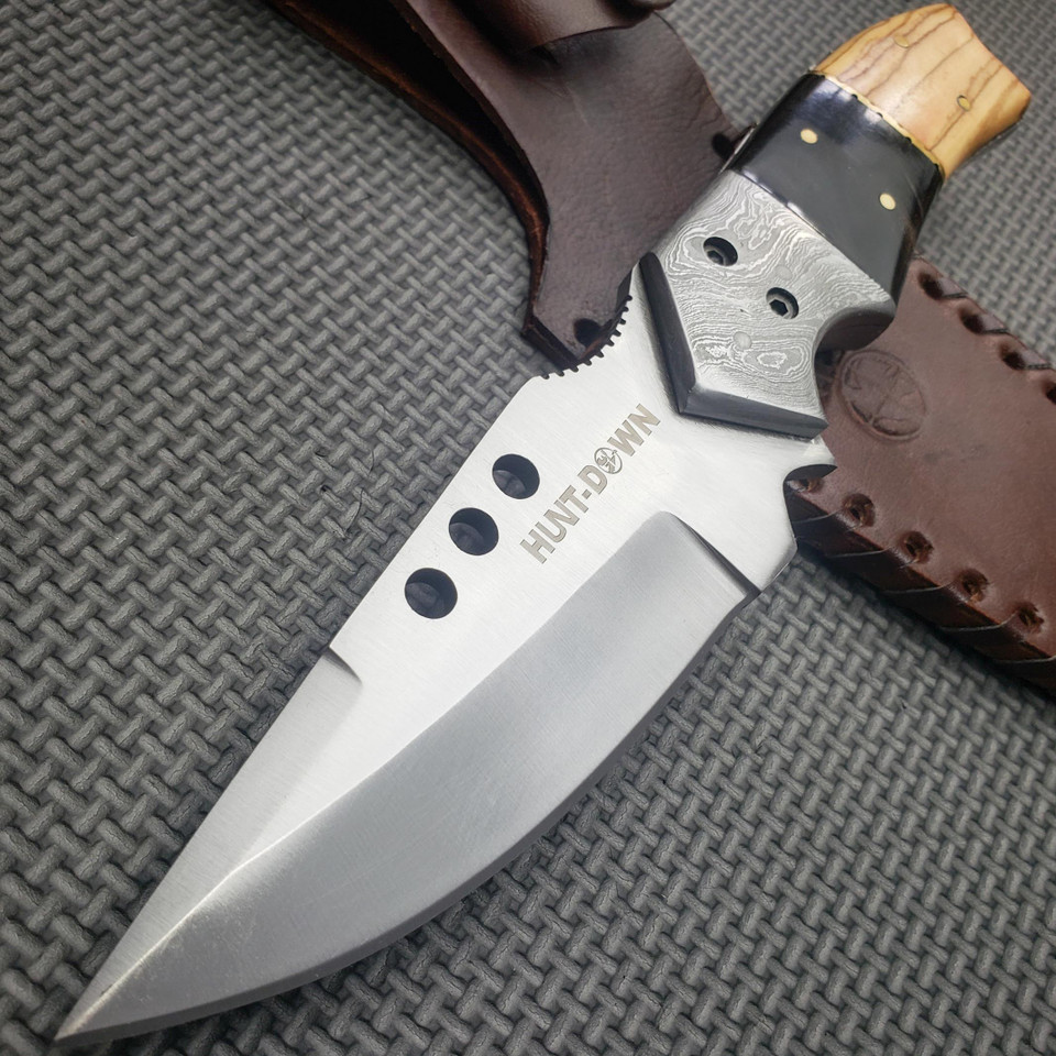 9" Tactical Full Tang Camping Fixed Blade Hunting Drop Point Skinning ...