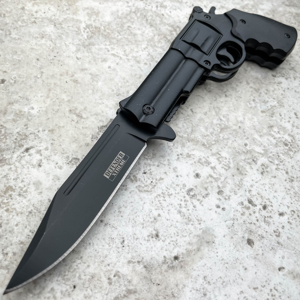 8" Tactical Spring Assisted HAND Gun PISTOL Folding Pocket Knife w ...
