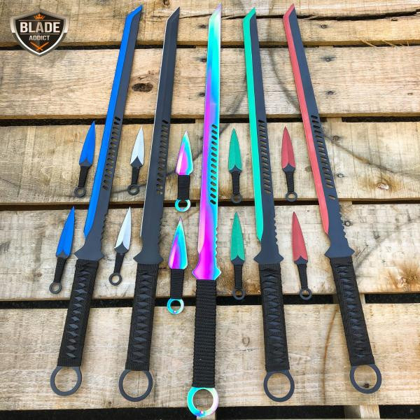 2 PACK COMBO 27.5" LARGE BLOOD RAYNE NINJA VAMPIRE MACHETE SWORD BLADE ...