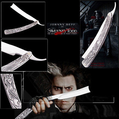 10.5" Sweeney Todd Straight Blade Barber Razor Pocket Knife Shaving Cut ...