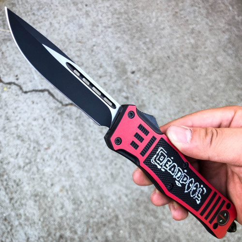 DEADPOOL DUAL ACTION OUT THE FRONT KNIFE - MEGAKNIFE